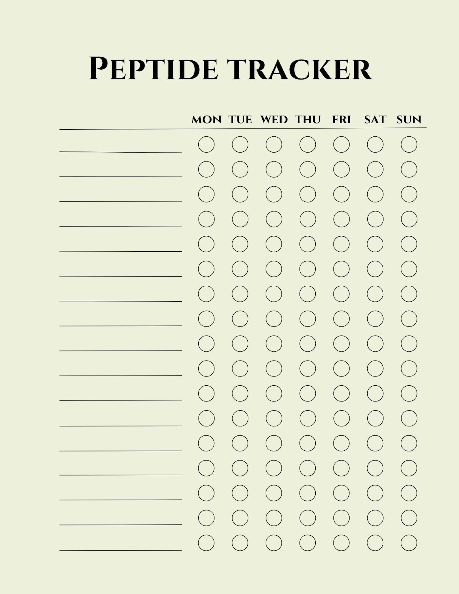 Peptide Journal Log – Printable Peptide Tracker for Peptides and ...