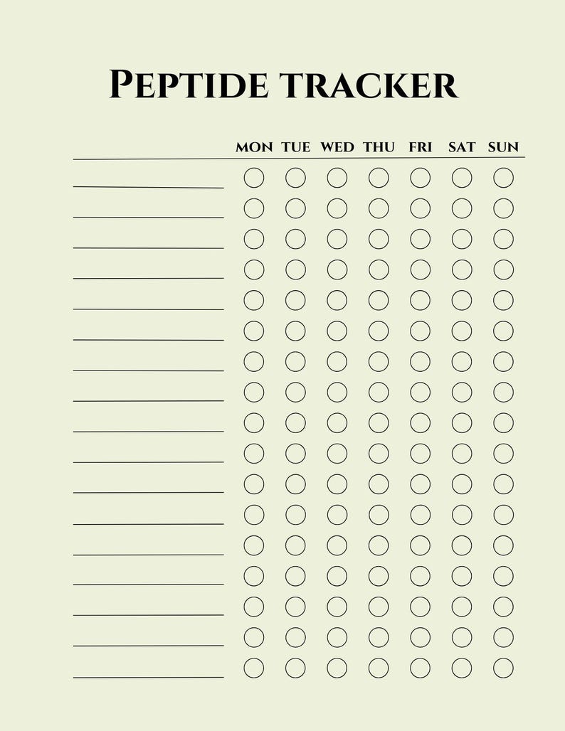 Peptide Journal Log – Printable Peptide Tracker for Peptides and ...