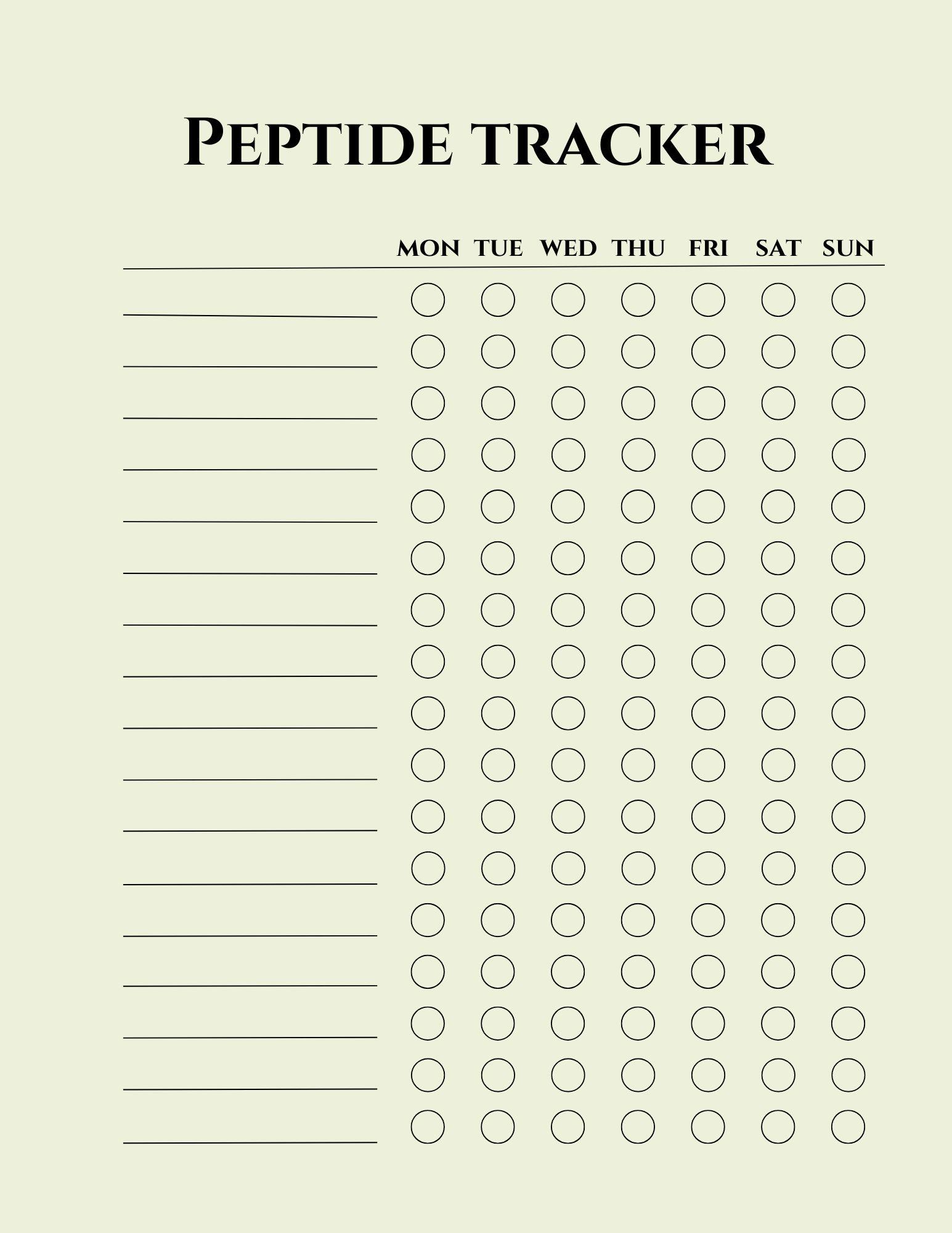 Peptide Journal Log – Printable Peptide Tracker for Peptides and ...