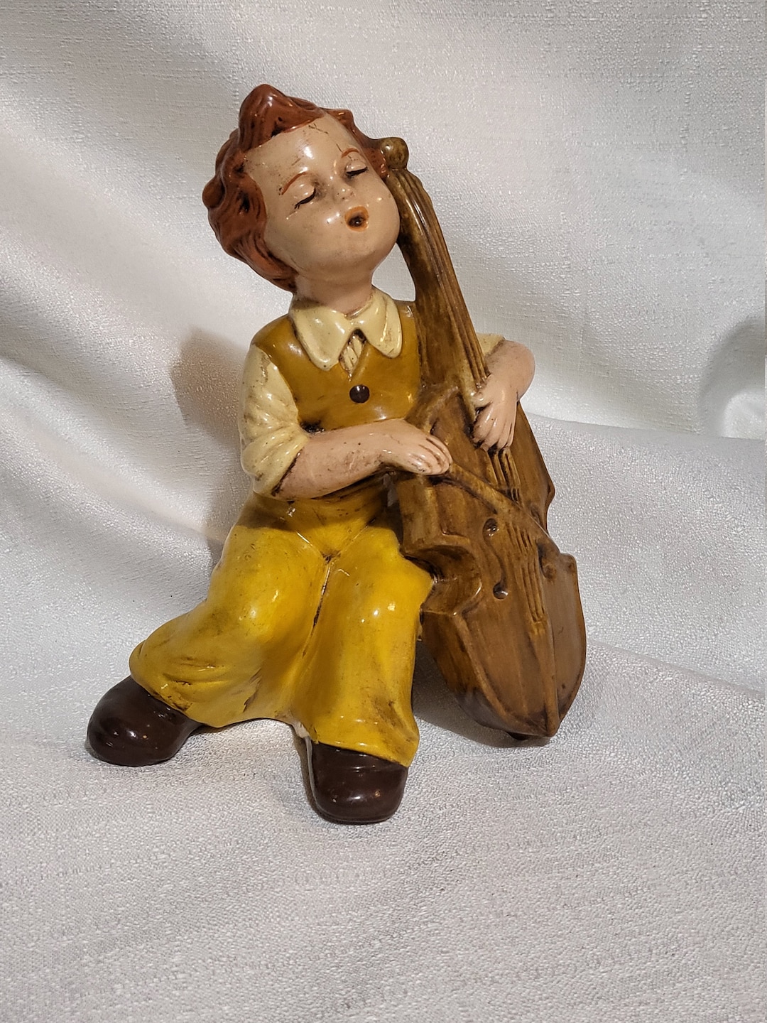 Vintage Ceramic Cello Player - Etsy