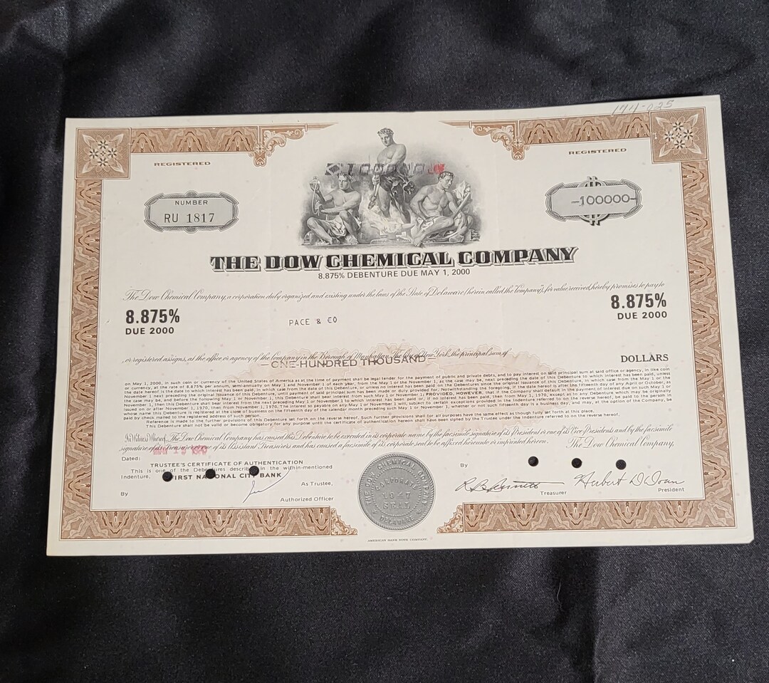 Vintage Dow Chemical Stock Certificate - Etsy