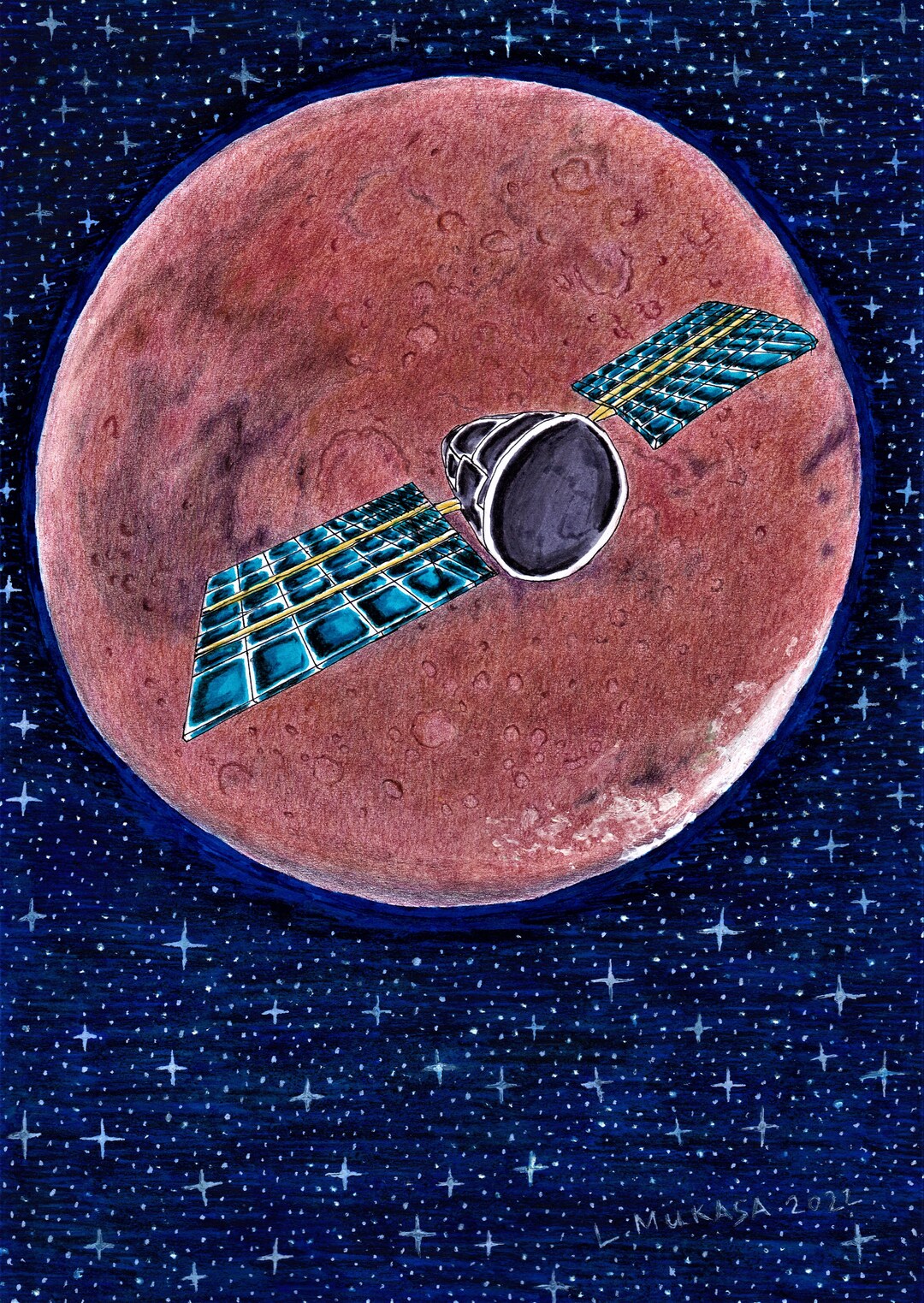 Hand Made Mixed Media Original Drawing (magical Mars) - Etsy