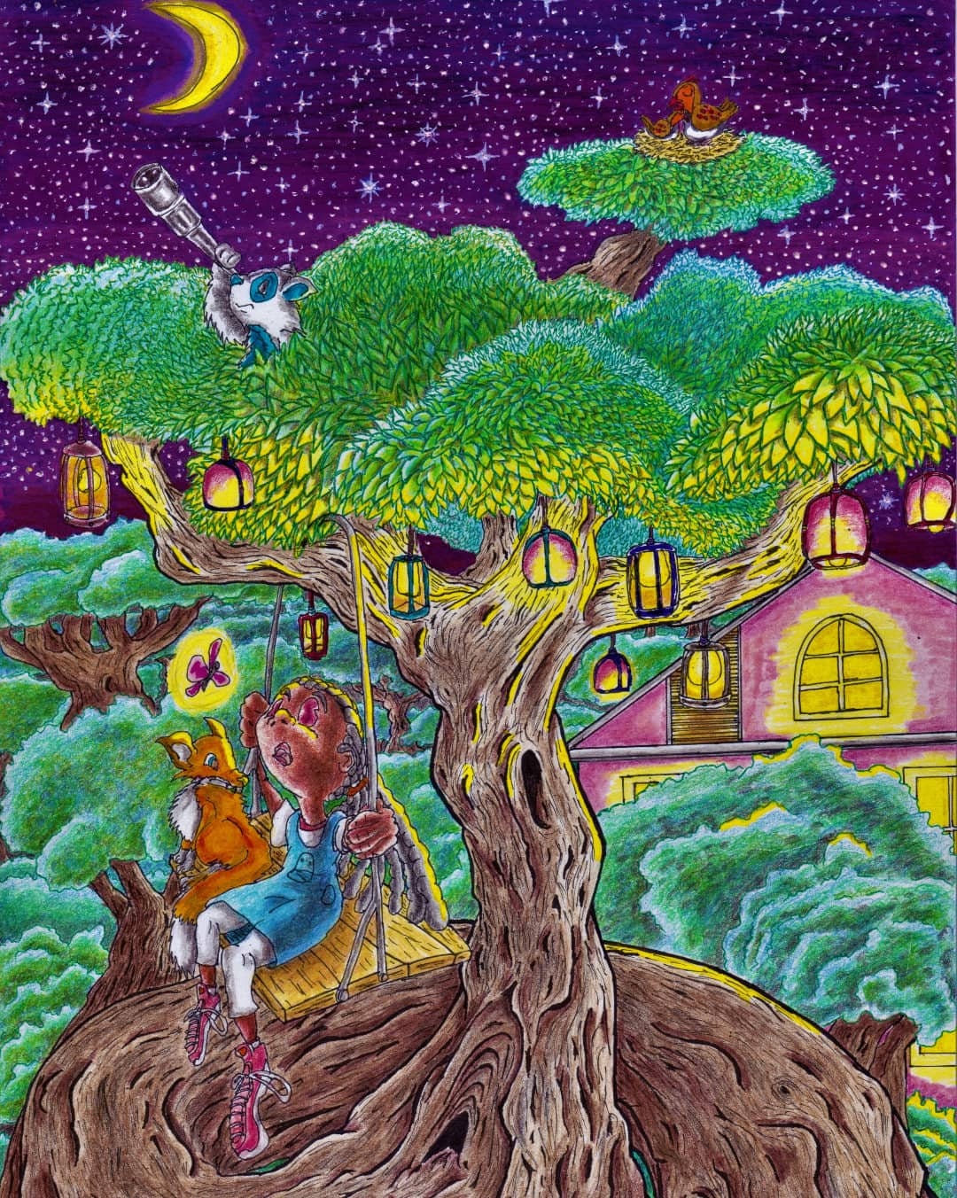 Hand Made Mixed Media Original Drawing (late Night Dream) - Etsy