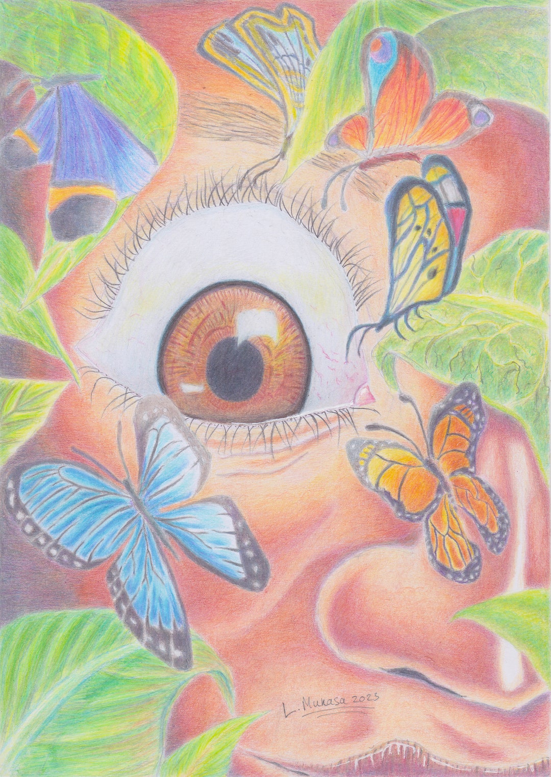 Hand Made Mixed Media Original Drawing (see the World Through My Eyes ...