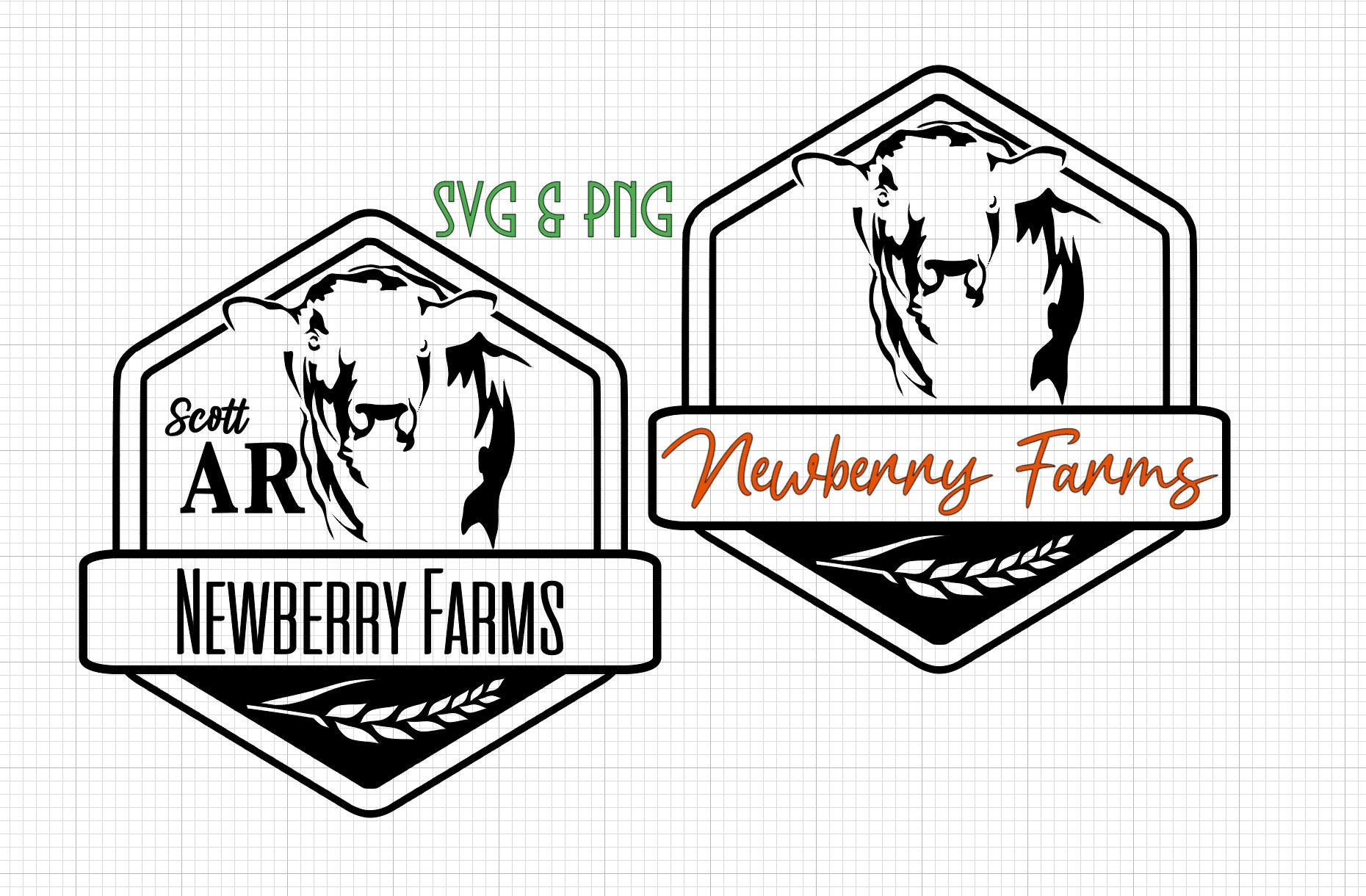 Farm Logo Template With Cow SVG & PNG Digital Download Bundle - Etsy