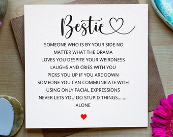 Bestie Noun Card Best Friend Noun Card Best Friend Card Isolation Card ...