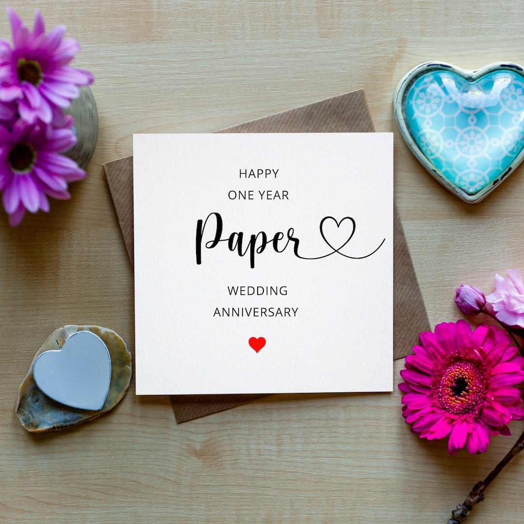 Paper 1st Wedding Anniversary Card, 1 Year, Paper, Paper Anniversary ...