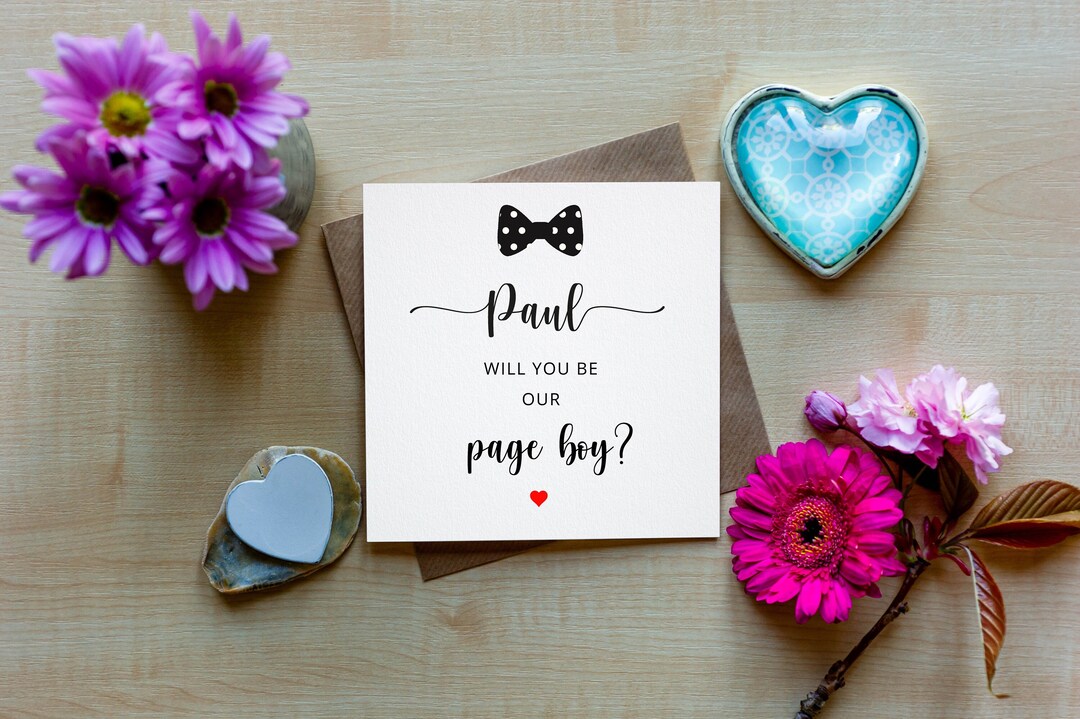 Personalised Will You Be Our Page Boy, Page Boy Card,card for Page Boy ...