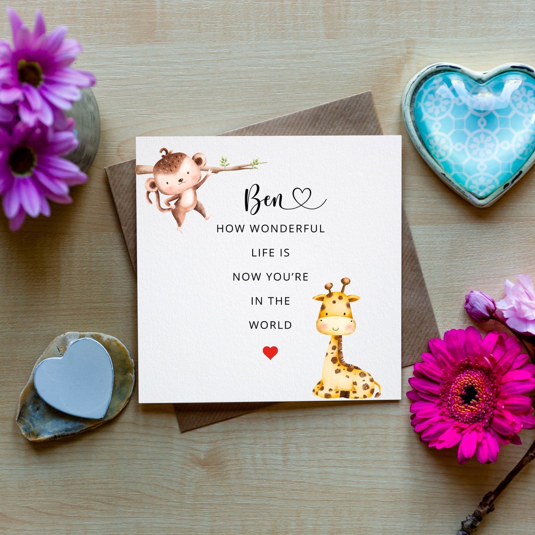 Personalised New Baby Card, Baby Name Card, How Wonderful Life is Now ...
