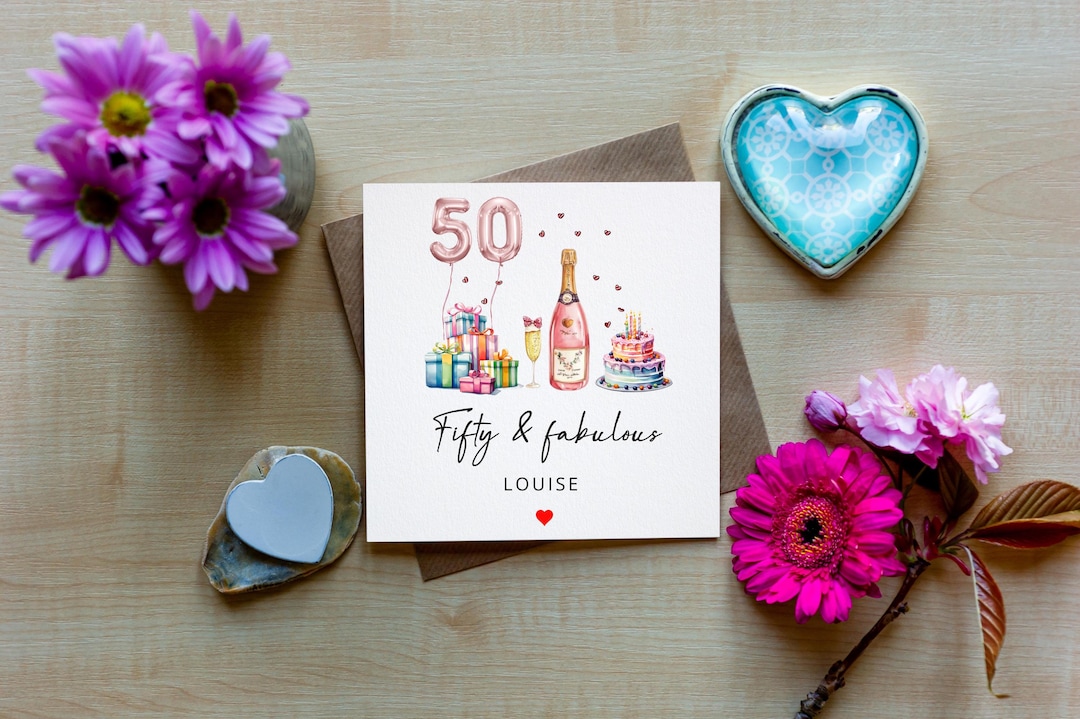 50th Birthday Card, Greetings Card, Birthday Day Card for Her ...