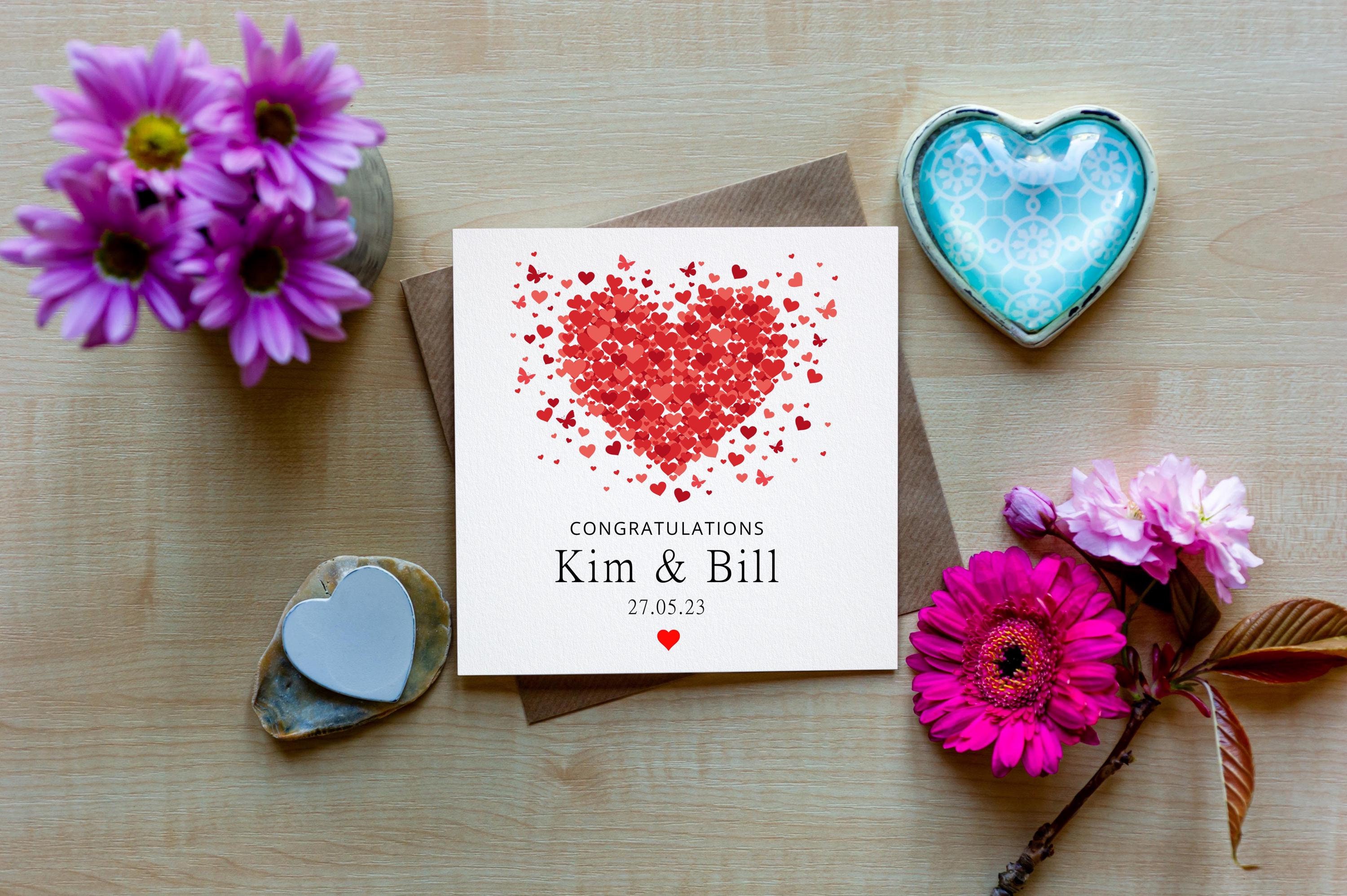 Personalised Engagement or Wedding Card, Love Heart and Butterfly Card ...
