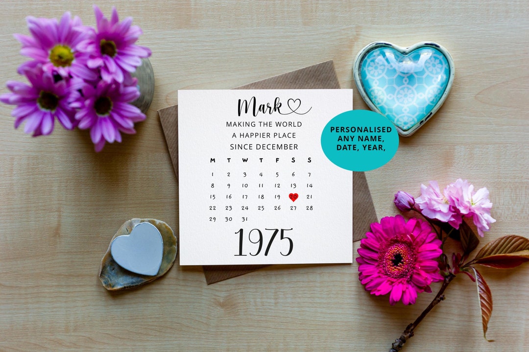 Personalised 1975, 50th Card, 1975 Card, Birthday Card for 50th, for ...