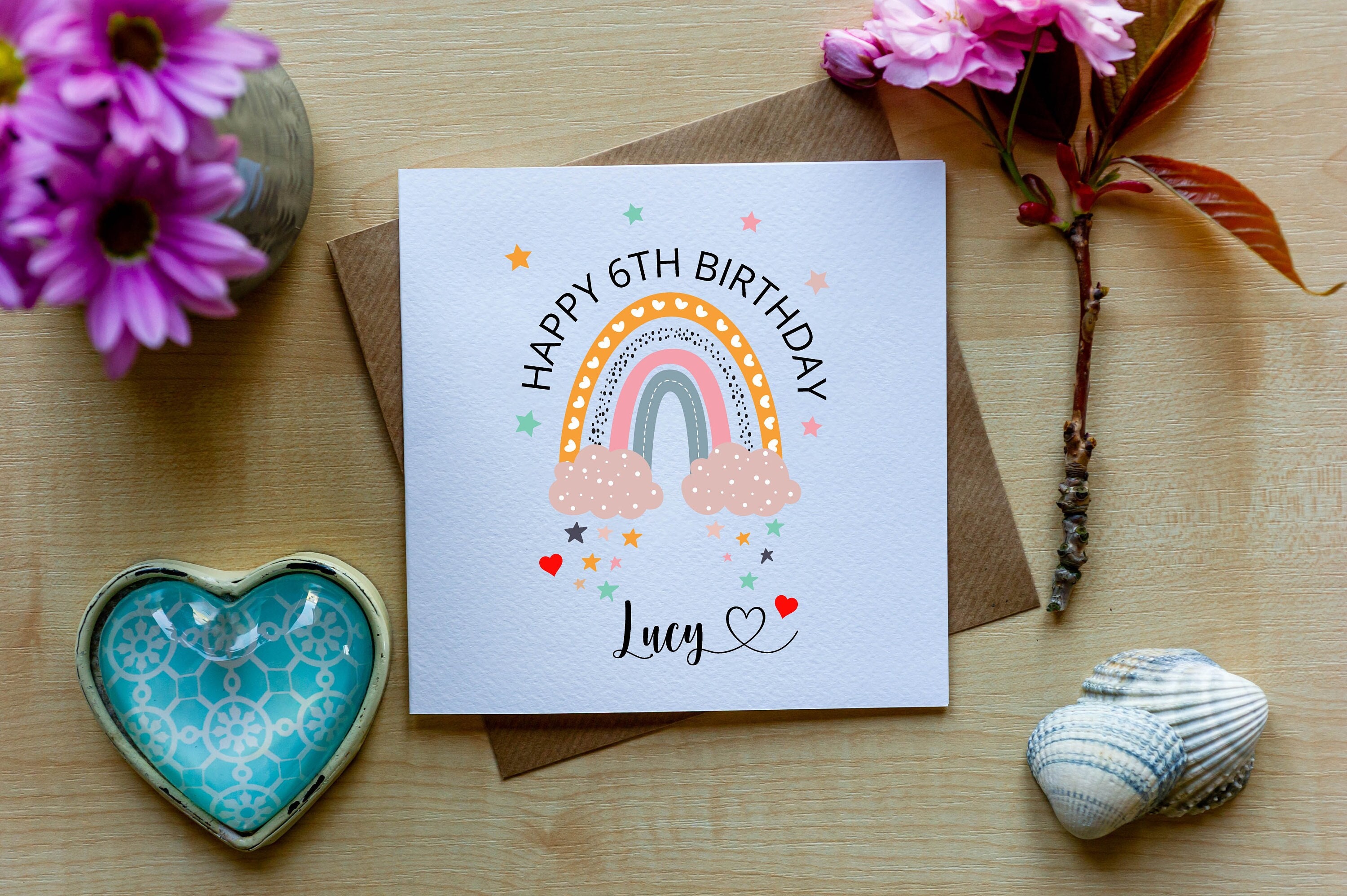 Rainbow Personalised Card Happy Birthday Birthday Card Kids | Etsy