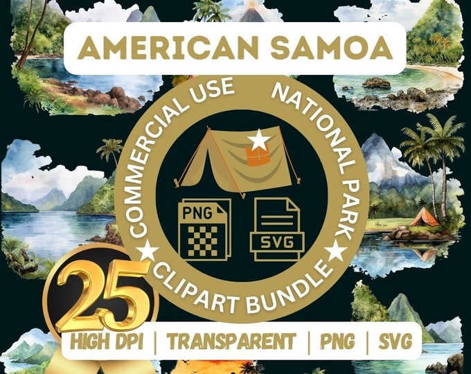 American Samoa Mountains SVG, National Park Clipart Watercolor ...