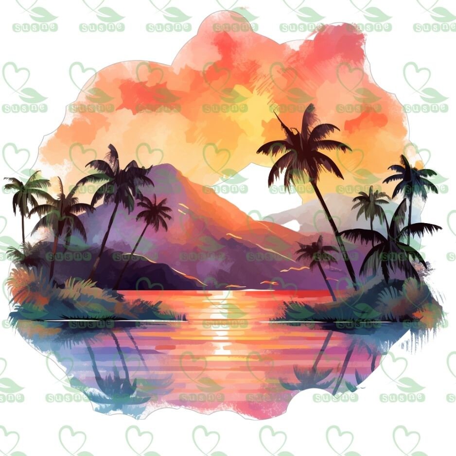 American Samoa Mountains SVG, National Park Clipart Watercolor ...