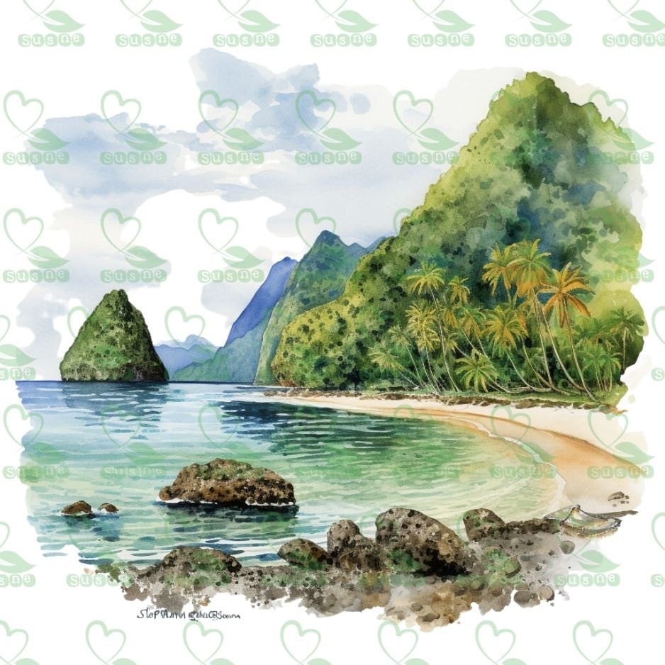 American Samoa Mountains SVG, National Park Clipart Watercolor ...