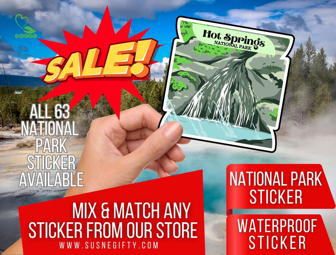 Hot Springs Sticker WPA National Parks Vinyl Sticker Set, 63 National ...