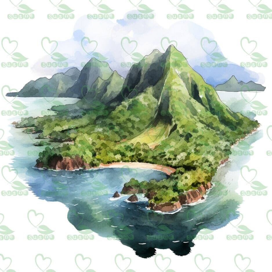 American Samoa Mountains SVG, National Park Clipart Watercolor ...