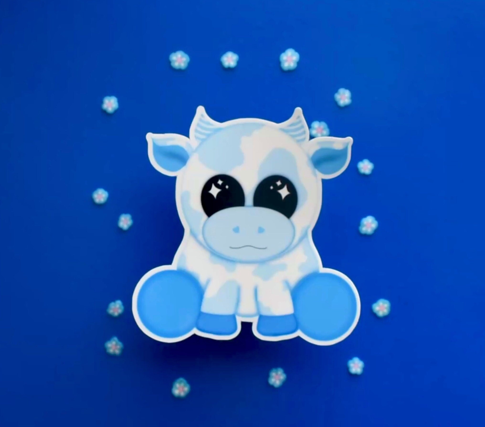 Blueberry Cow Sticker - Etsy