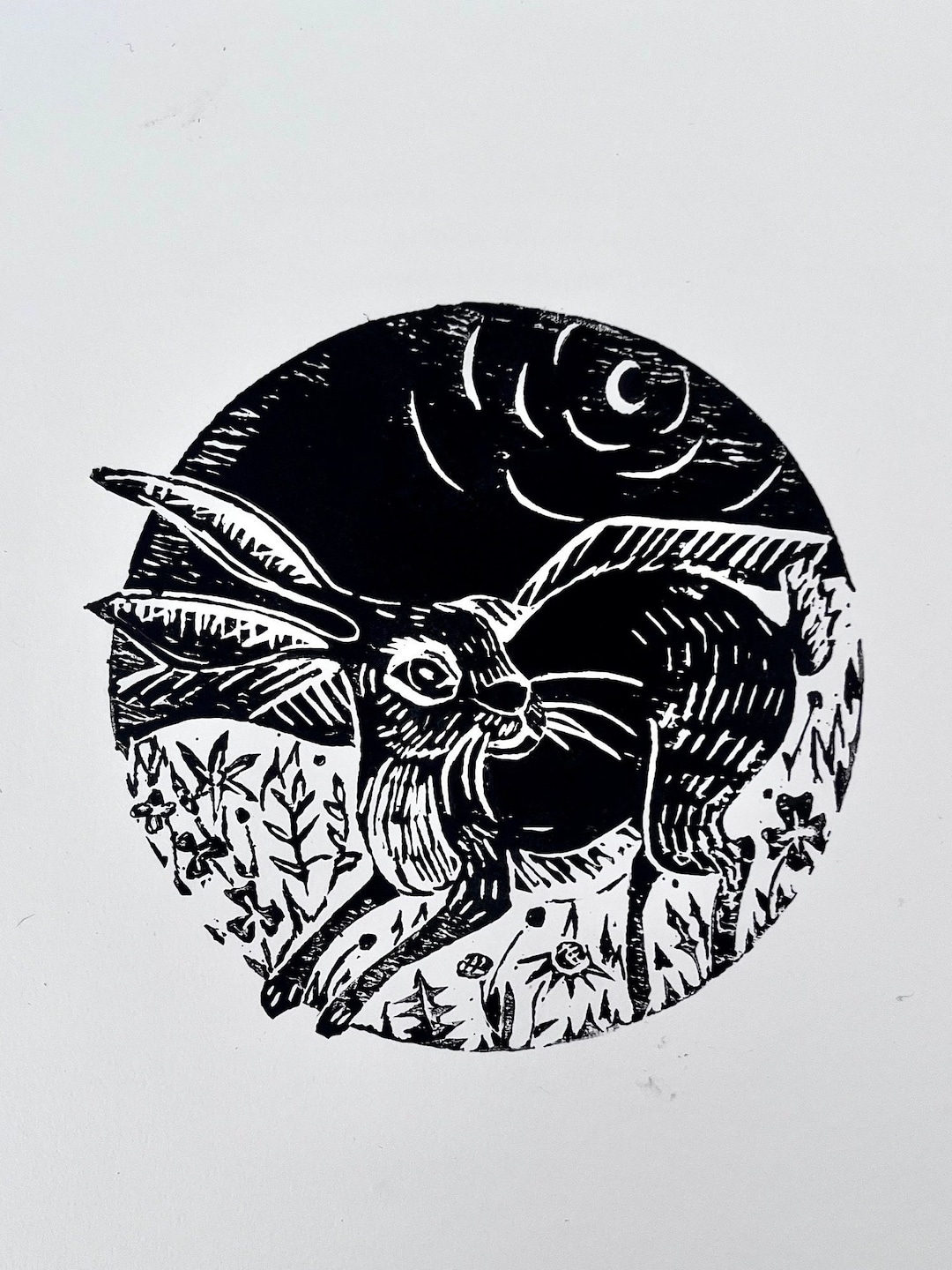 Linocut Print 'irish Hare' - Etsy