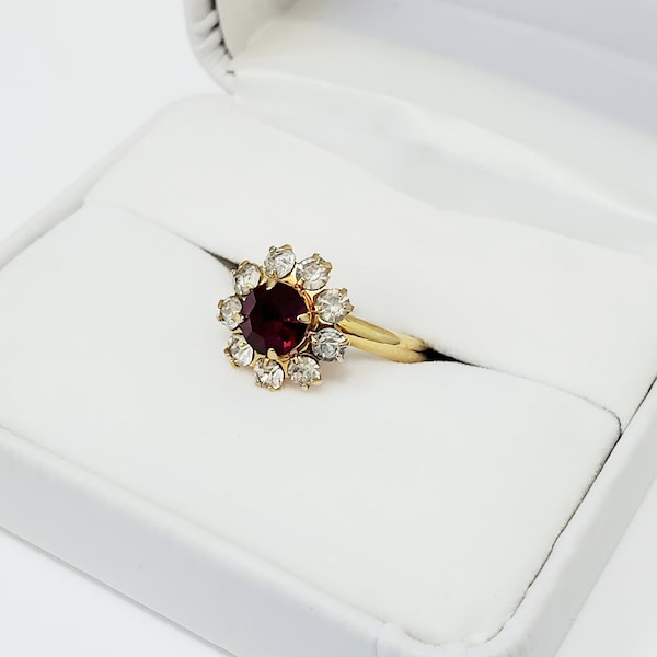 Red Rhinestone Ring - Etsy