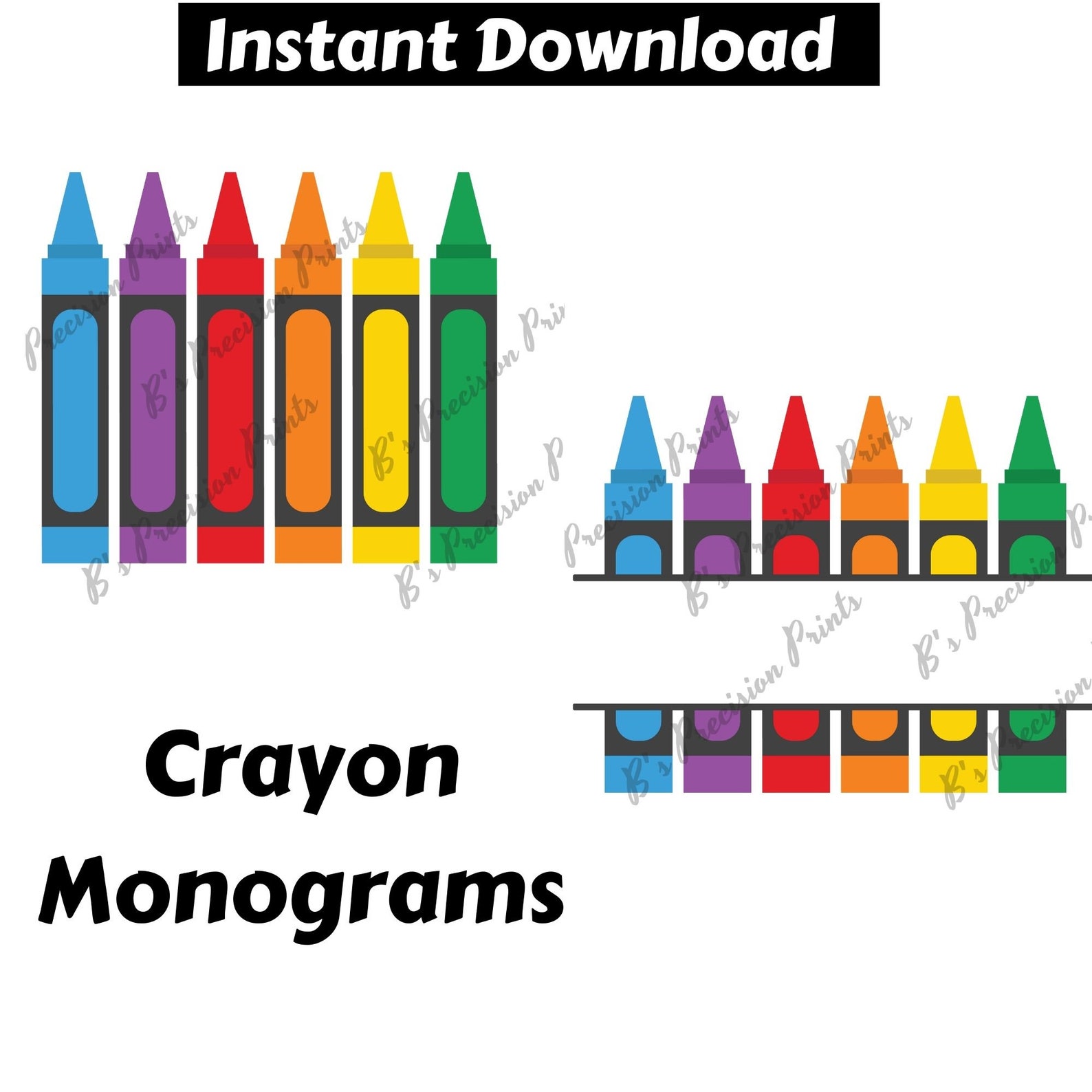 Crayon Monogram Svg (instant Download) Png, Dfx, Eps School Art, Back ...