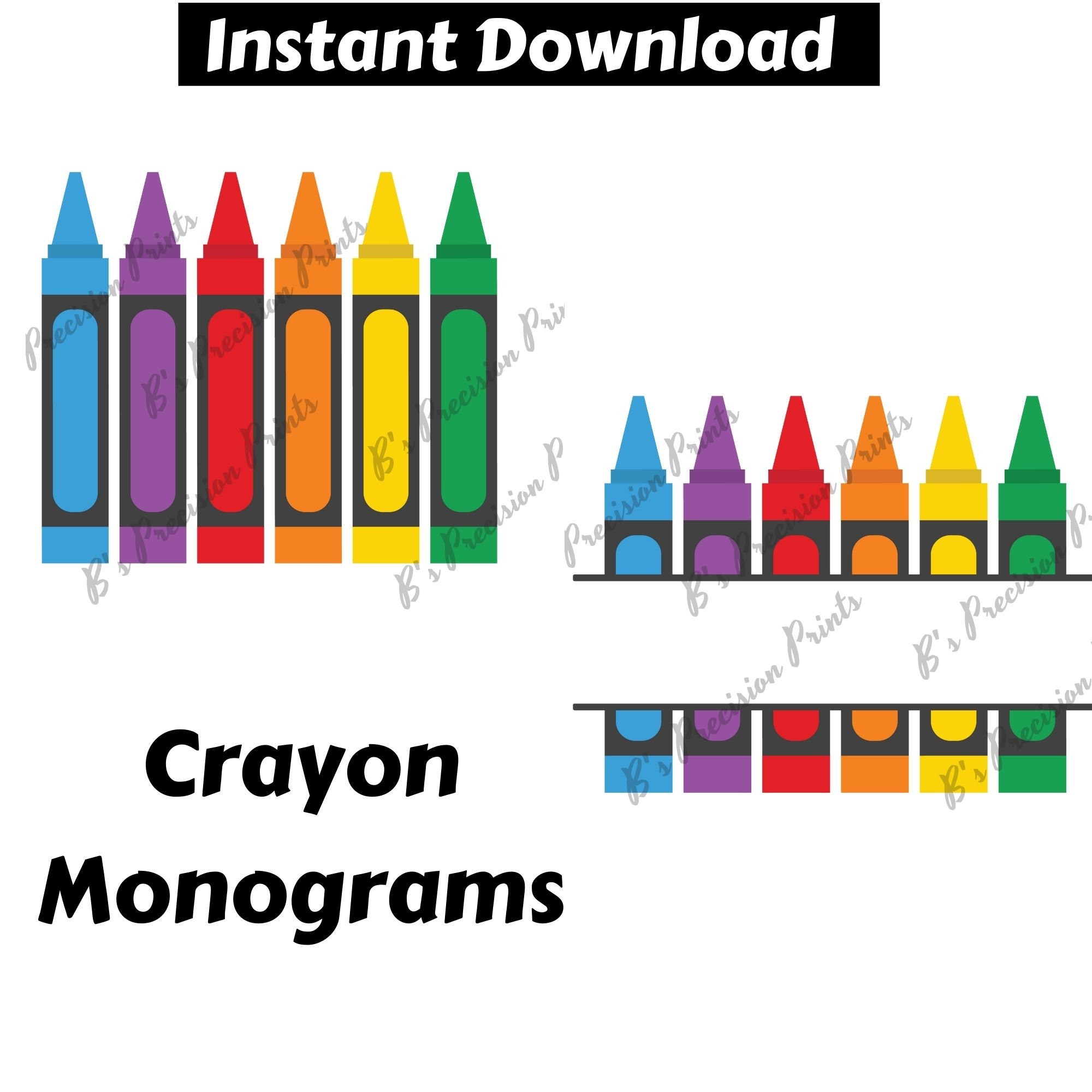 Crayon Monogram Svg (instant Download) Png, Dfx, Eps School Art, Back ...