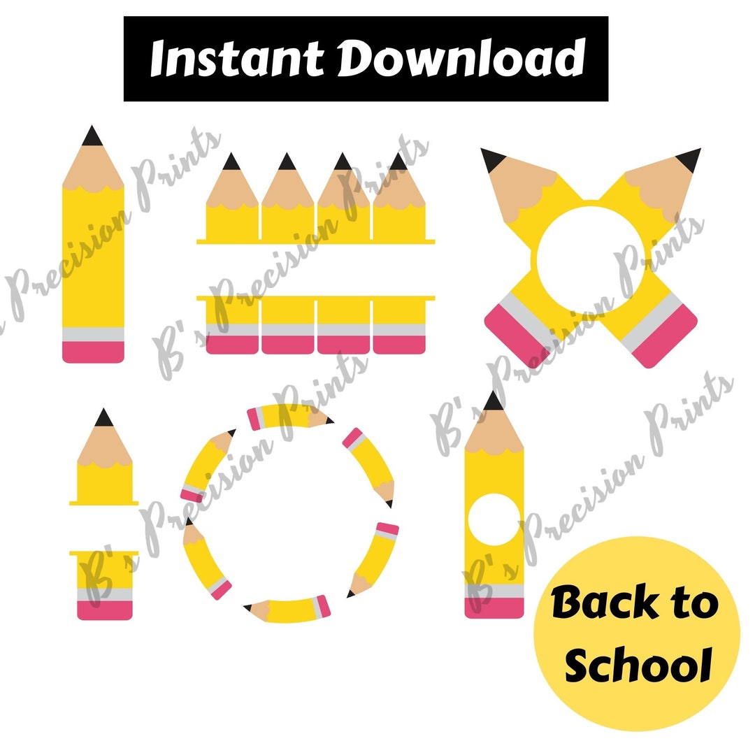 Pencil Monogram Bundle, Pencil SVG Bundle, Teachers Name Frame (svg ...