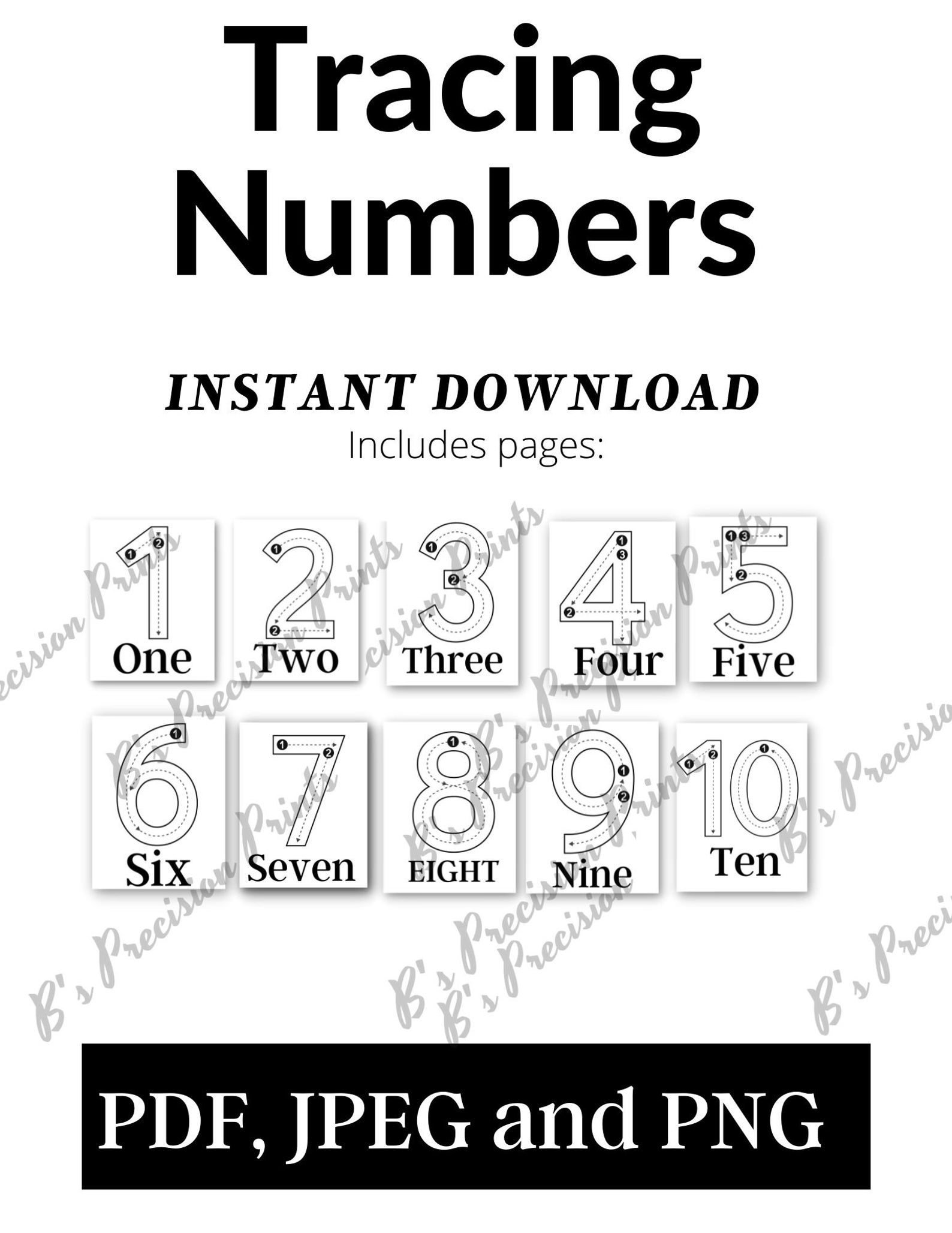 Tracing Numbers 1-10 Printable, Tracing Numbers Practice, for Toddlers ...