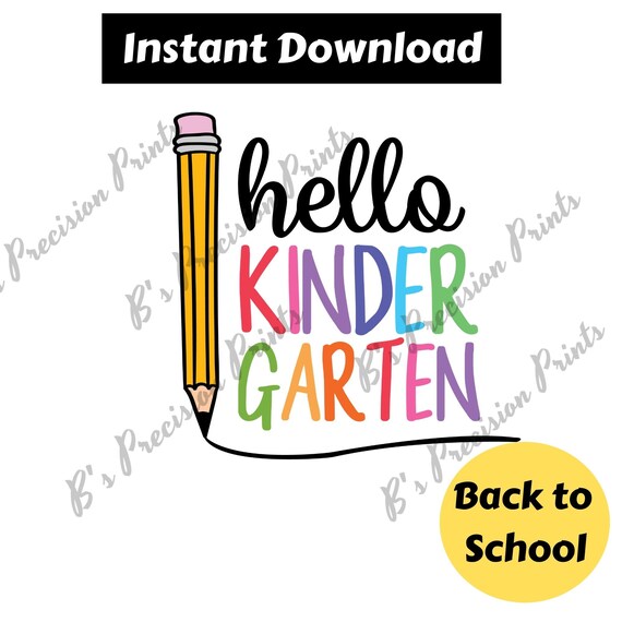 Hello Kindergarten Back to School Svg Dxf Eps Png instant - Etsy