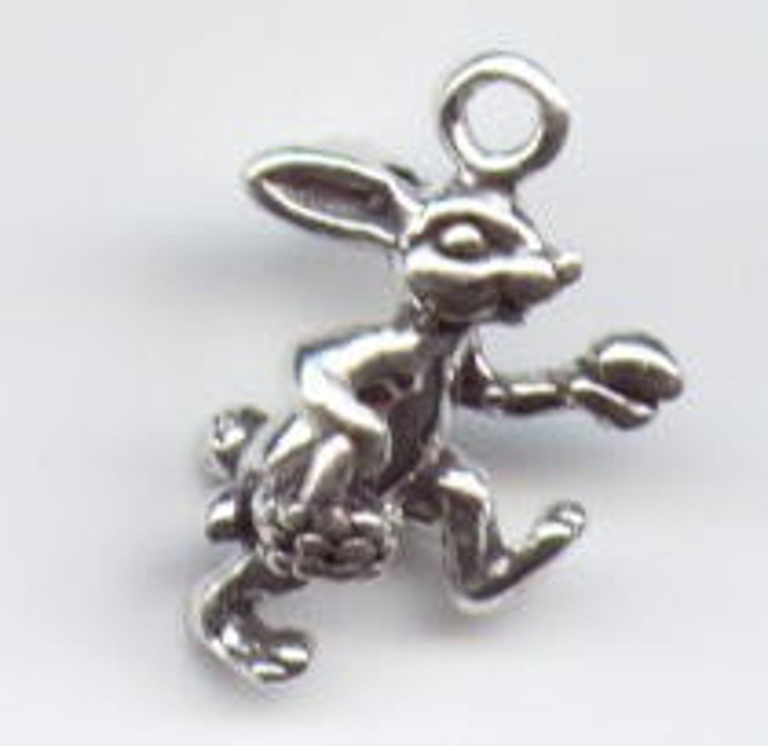 Sterling Silver Rabbit Charm CH110 Rabbit Running With Egg - Etsy