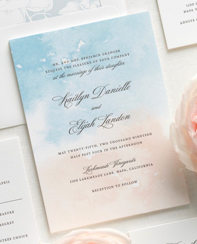 Digital Paper Grey Blue Beige Watercolor Background Wedding Invitation ...