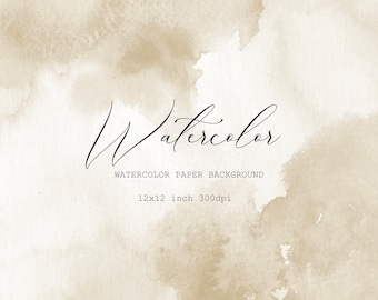 Beige Watercolor Texture Background: Abstract Digital Paper (12x12 Inch ...