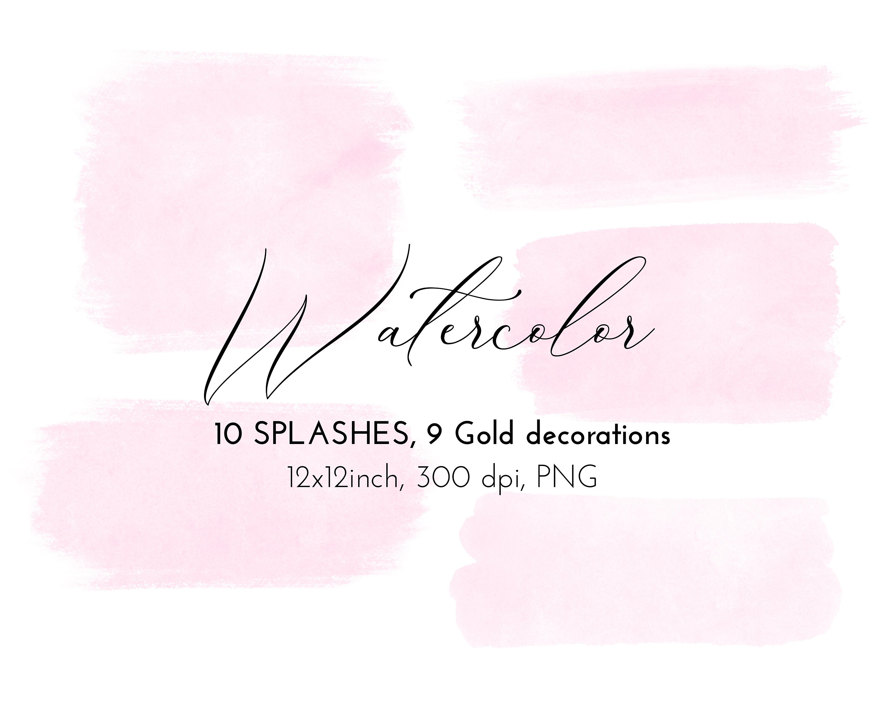 Watercolor Brush Strokes Clipart set of 10 PNG Clip Art Files, Digital ...