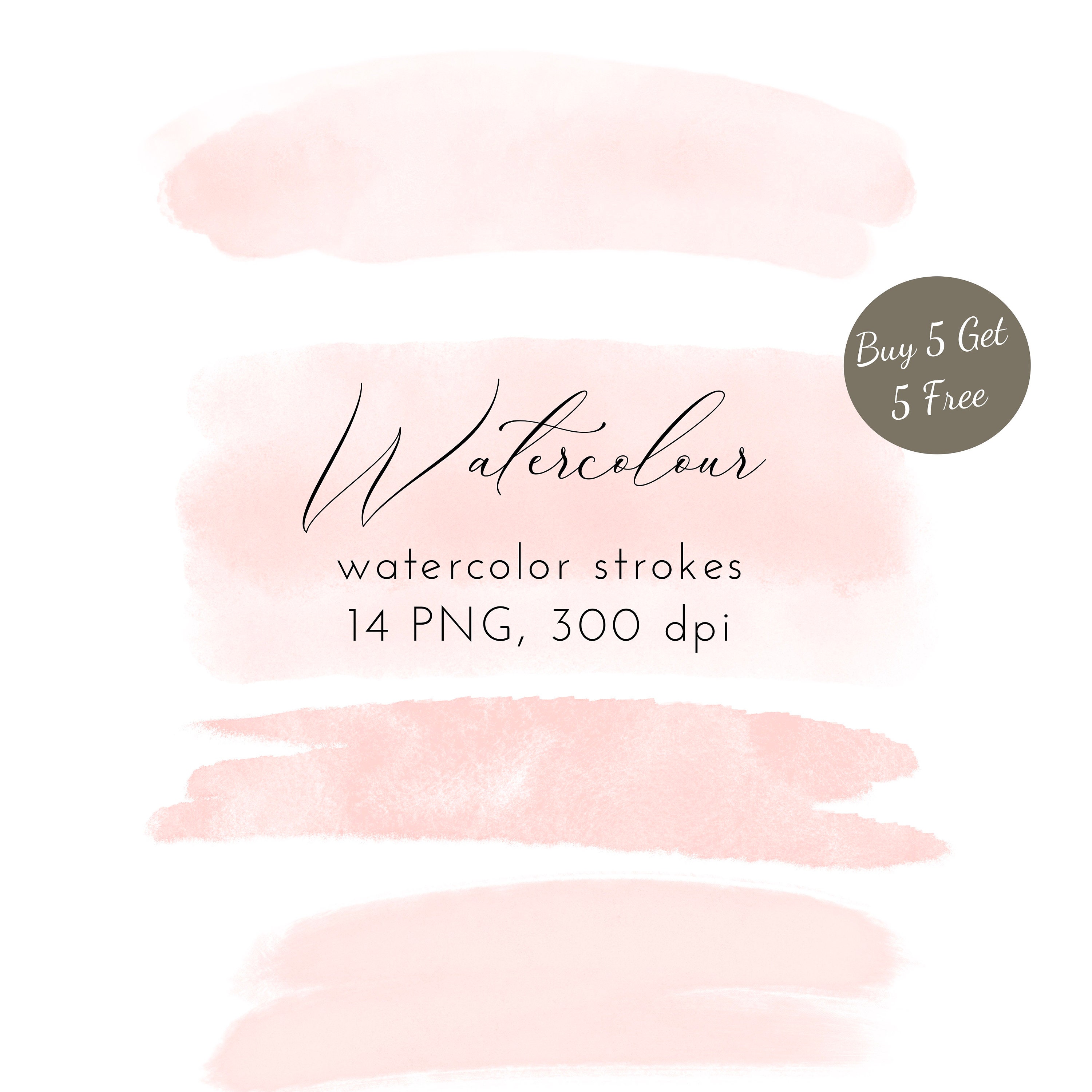 Watercolor Strokes With Clipart Strokes | Set of 14 Png Image Files ...