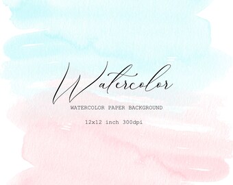 Pink & Blue Watercolor Background: Digital Paper Texture (12x12 Inch ...