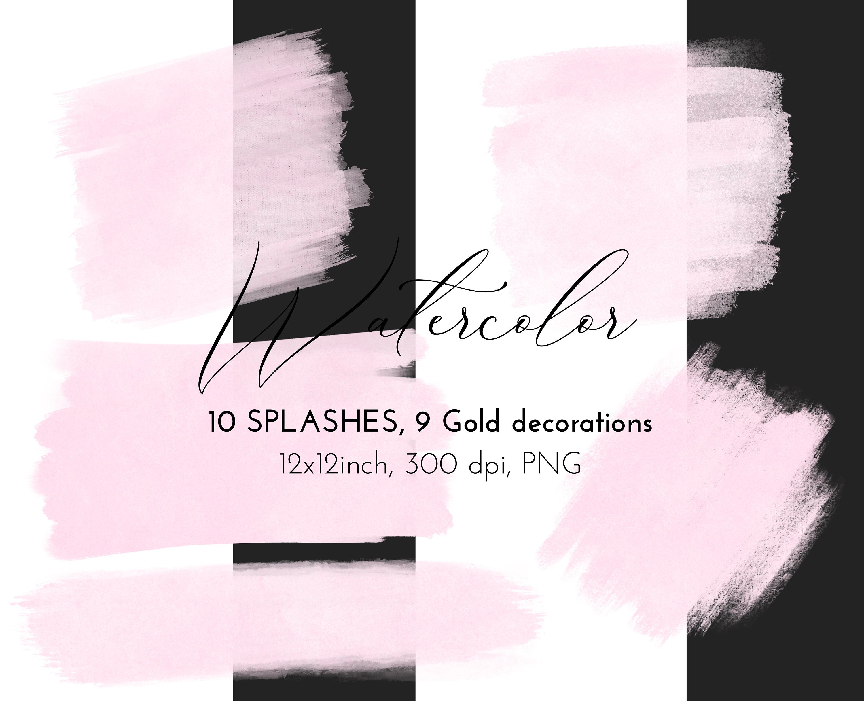Watercolor Brush Strokes Clipart set of 10 PNG Clip Art Files, Digital ...