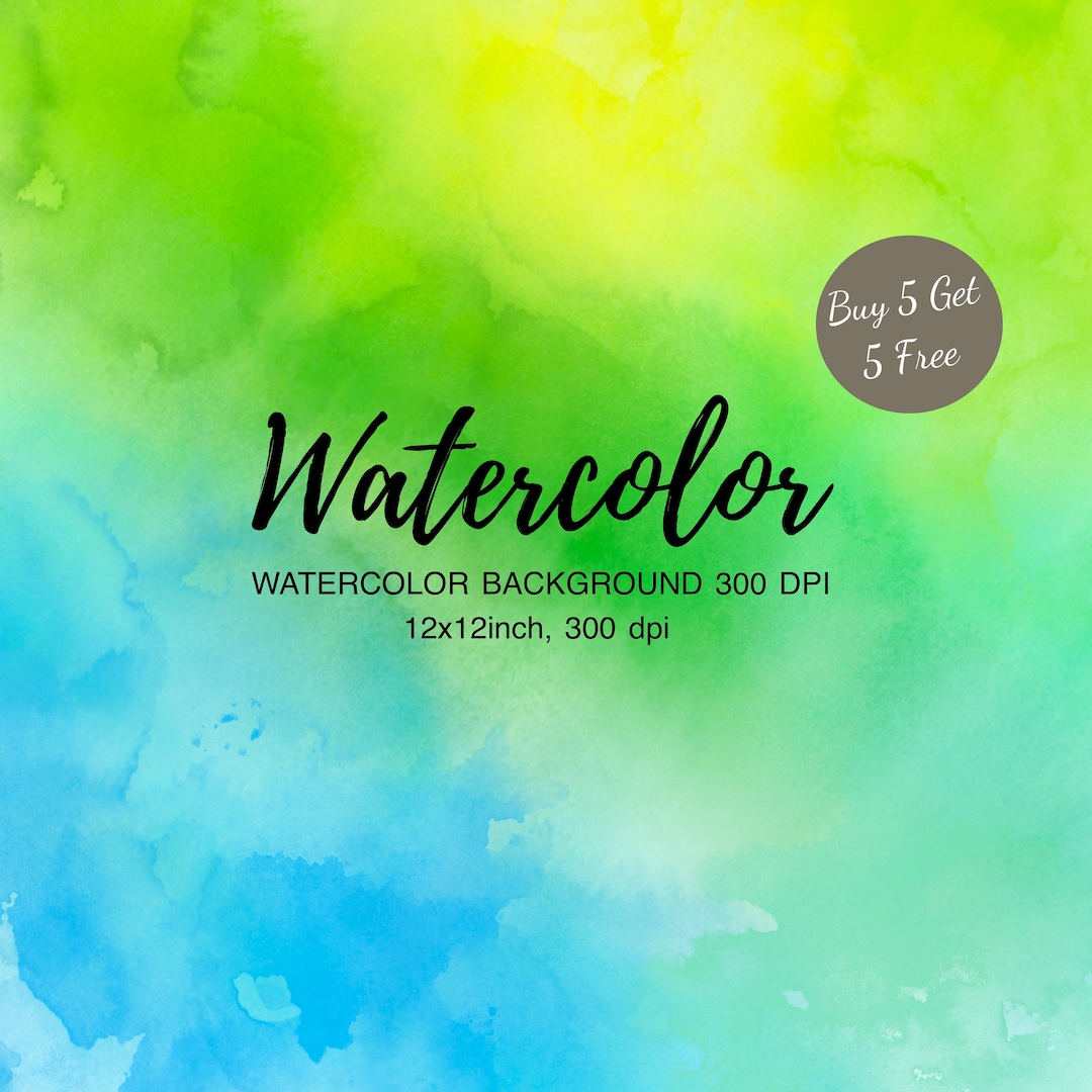 Ombré Watercolour Digital Paper Green Blue Yellow Pastel Texture ...
