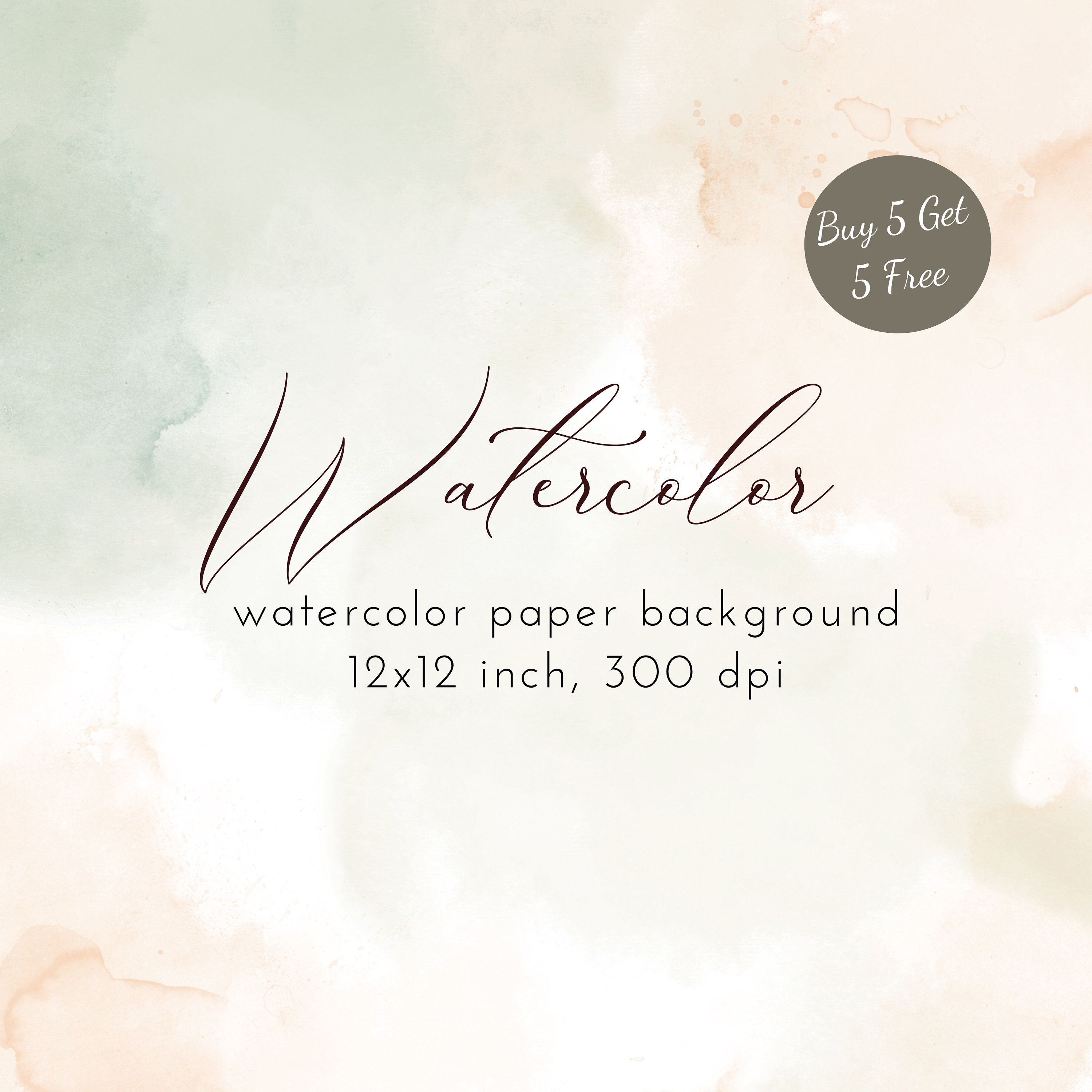 Green Peach Watercolor Background: Abstract Texture Digital Paper ...