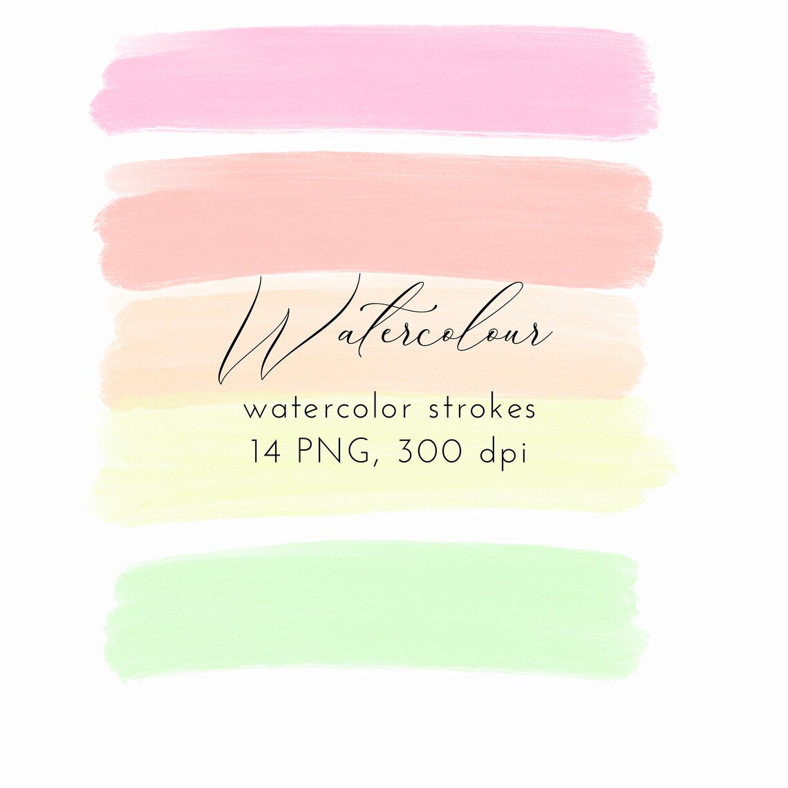 Pastel Rainbow Brush Strokes Clipart PNG Strokes Graphics in Digital ...