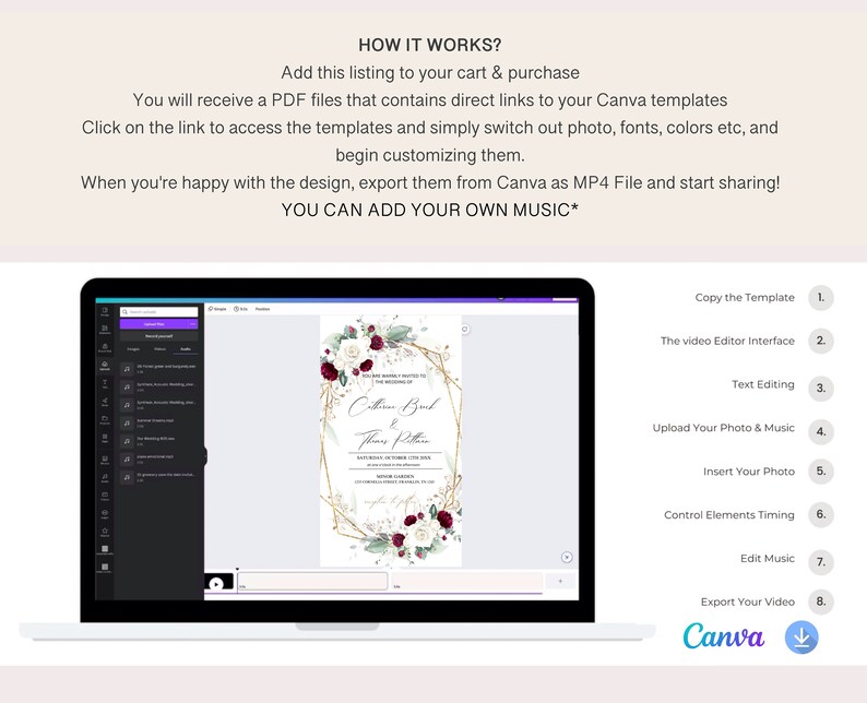 Animated Wedding Invitation Video Template: Editable Canva Design - Etsy