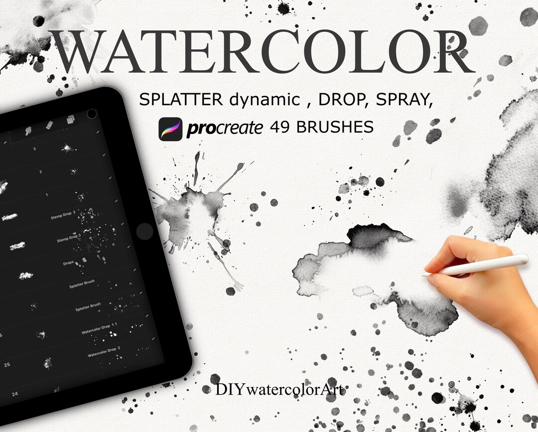 Watercolor Splatter Brushes Procreate - Painting Kit for Procreate ...