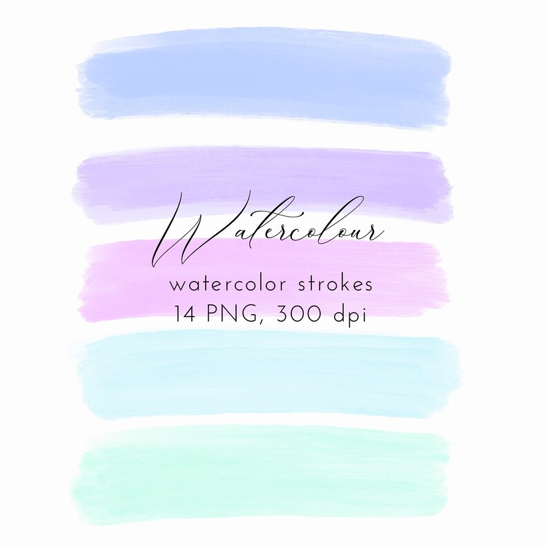 Pastel Rainbow Brush Strokes Clipart PNG Strokes Graphics in Digital ...