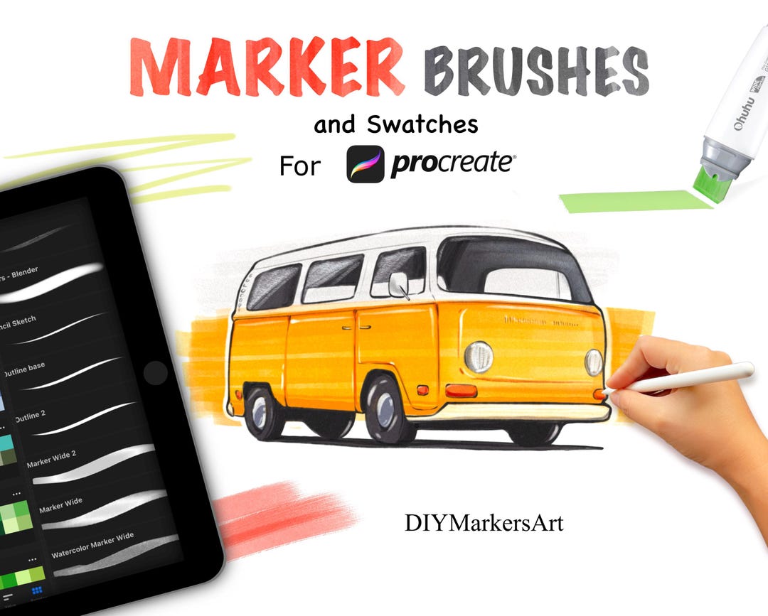 Realistic Marker Procreate Brushes: Canvas Texture, Swatches (brushset) - Etsy