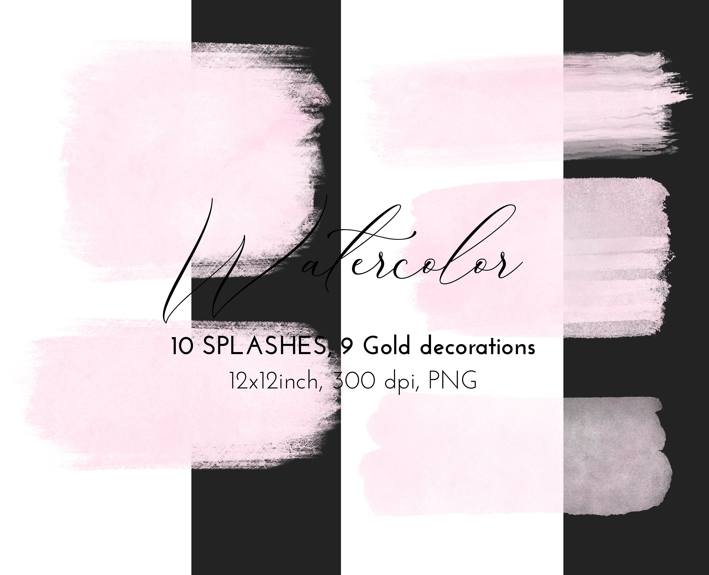 Watercolor Brush Strokes Clipart set of 10 PNG Clip Art Files, Digital ...