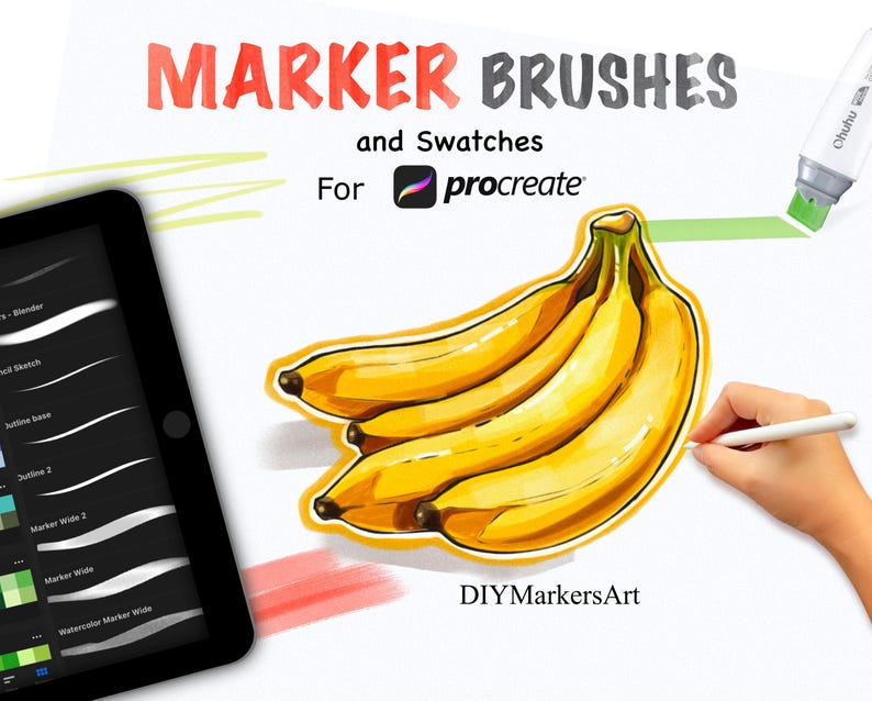Realistic Marker Procreate Brushes: Canvas Texture, Swatches (brushset) - Etsy