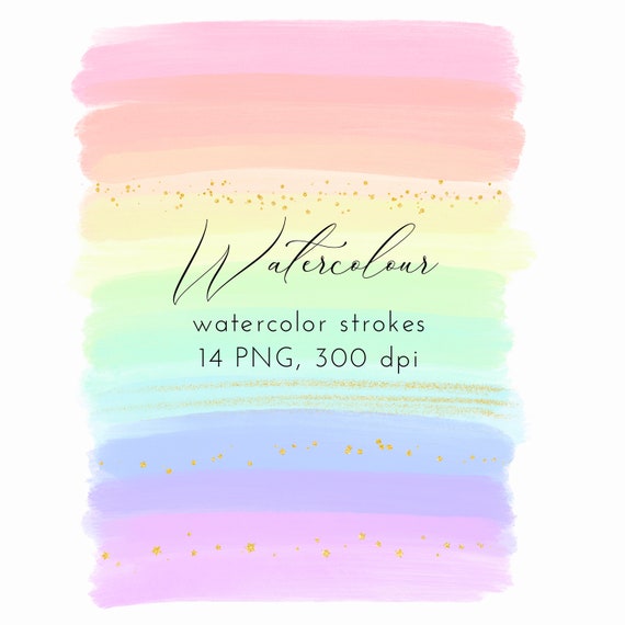 Pastel Rainbow Brush Strokes Clipart PNG Strokes Graphics in - Etsy