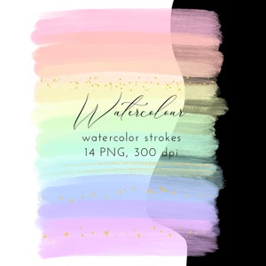 Pastel Rainbow Brush Strokes Clipart PNG Strokes Graphics in Digital ...