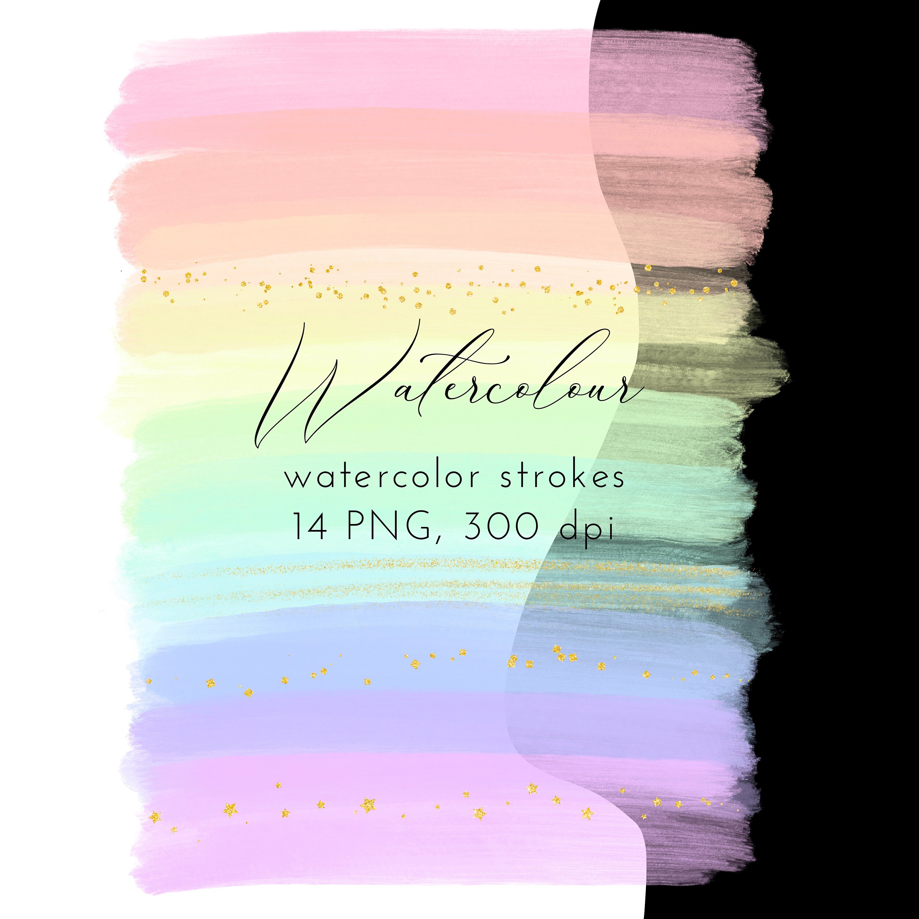Pastel Rainbow Brush Strokes Clipart PNG Strokes Graphics in Digital ...