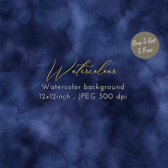 Dark Blue Watercolor Digital Paper Blue Background Wedding - Etsy